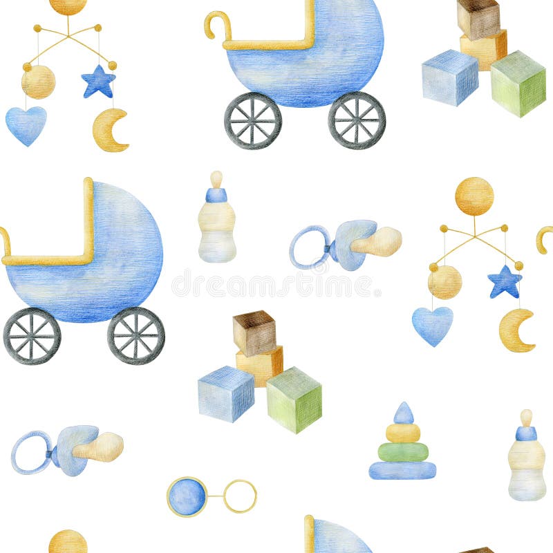 Seamless Pattern with Baby Elements. Stock Illustration - Illustration ...