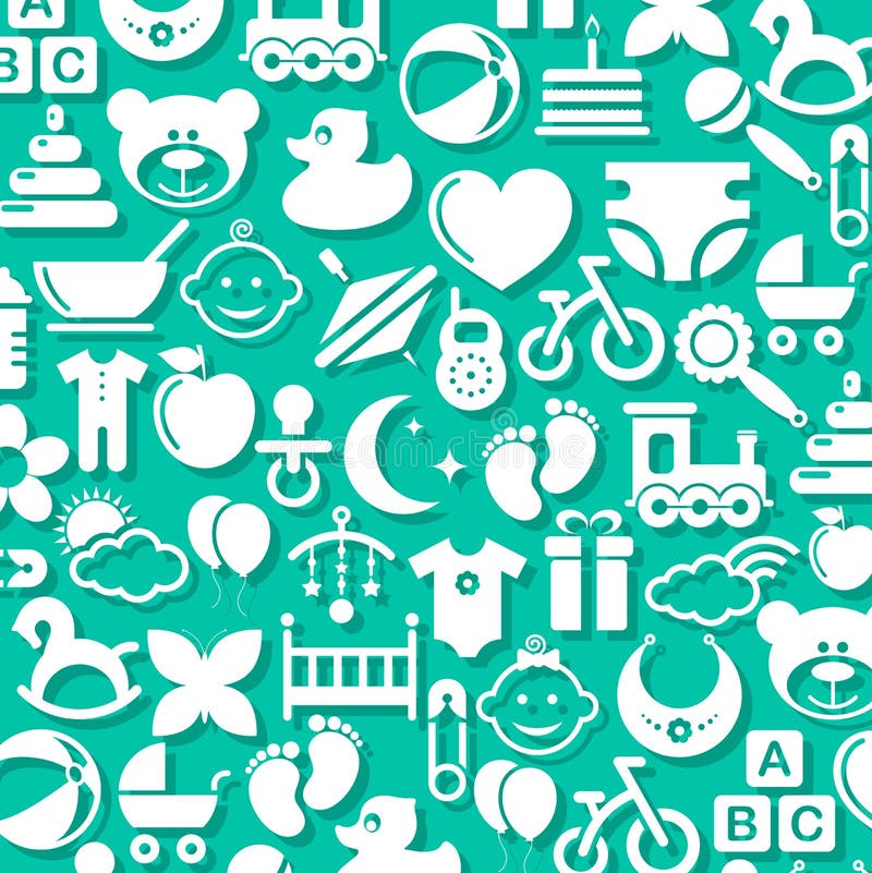 Seamless Pattern with Baby Icons Stock Vector - Illustration of ...