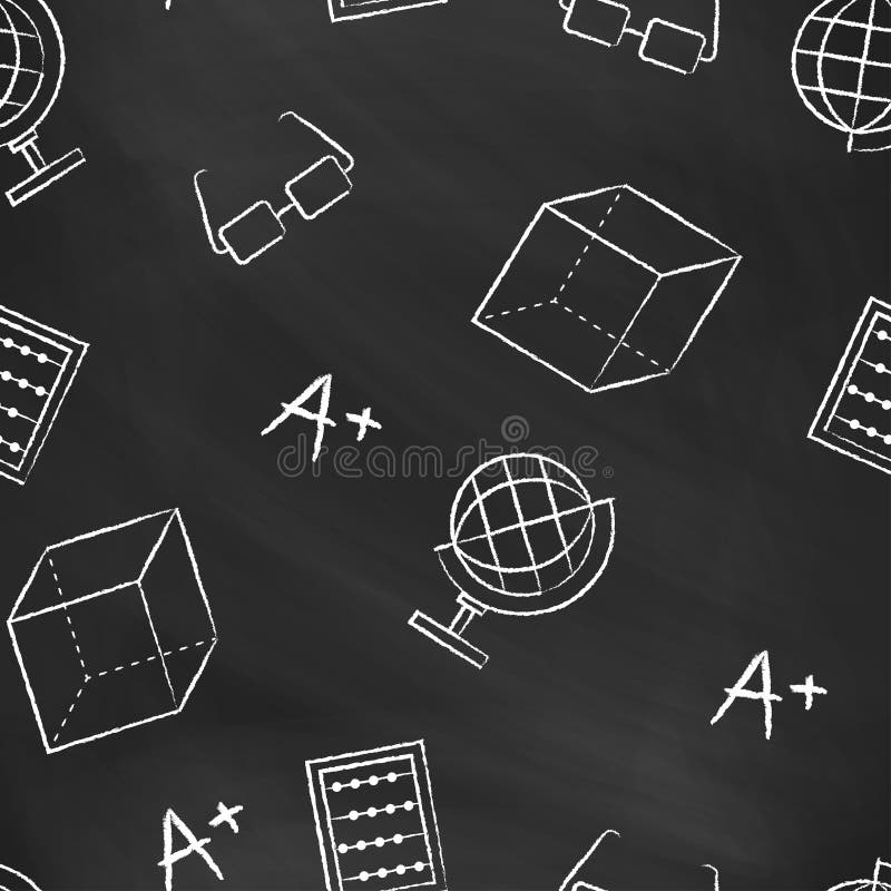 Seamless Pattern Back To School. Vector Black Blackboard Written with ...