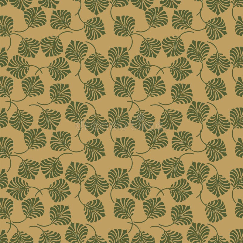 Seamless Pattern or Background Leaves in One Colour on Yellow Stock ...