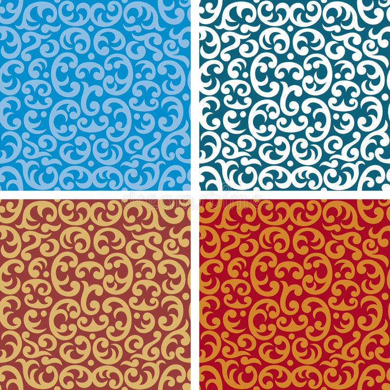 Seamless scrolls patterns stock vector. Illustration of gold - 14337175