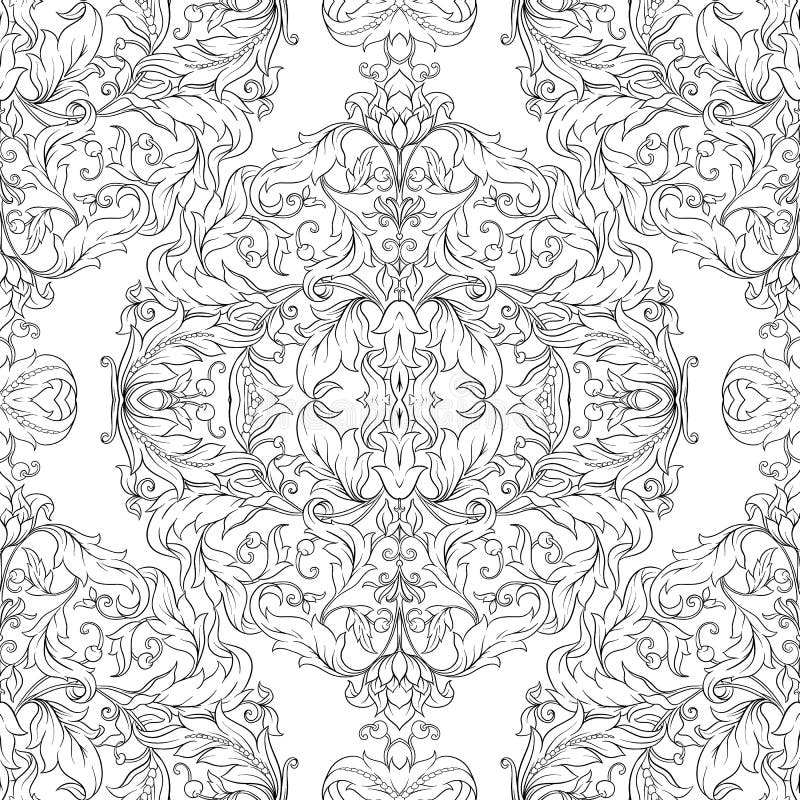 Seamless Pattern, Background in Baroque, Rococo, Victorian, Renaissance ...