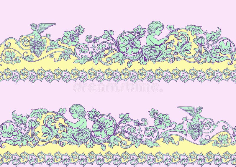Seamless Pattern, Background in Baroque, Rococo, Victorian, Renaissance ...