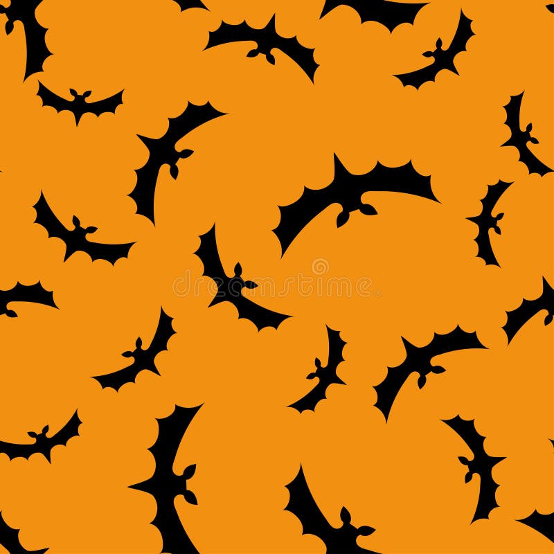 Seamless Pattern Background with Bats. Black on Orange Texture Stock ...