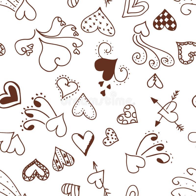Seamless Pattern Background with Boho Hearts. Stock Vector ...