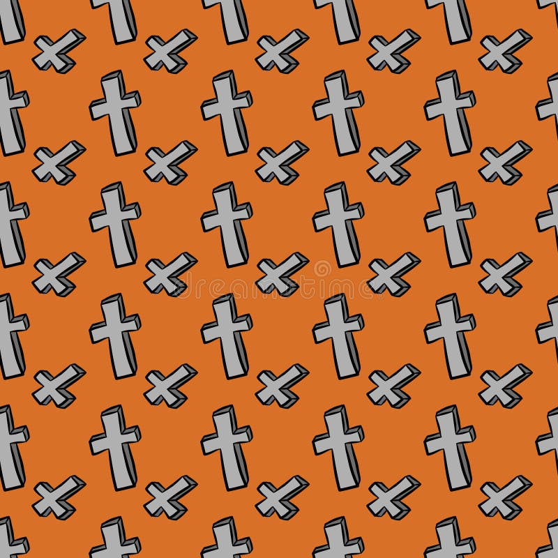 Seamless Pattern Background of Cross Shape on Orange Color Stock ...
