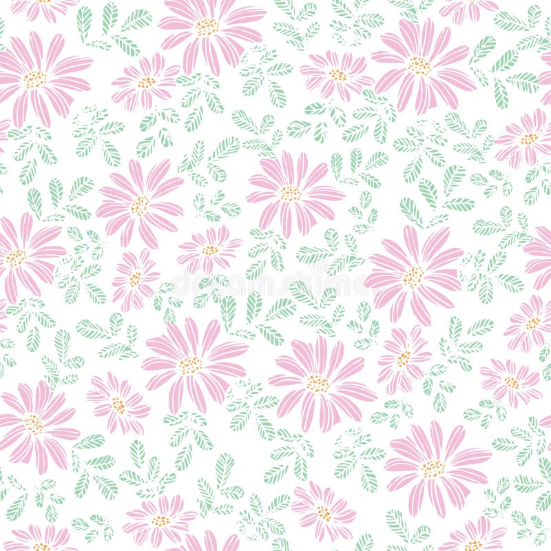 Seamless Pattern Background of Cute Flowers Stock Vector - Illustration ...