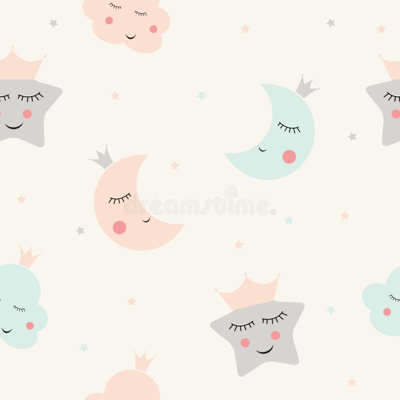 Seamless Pattern Background with Cute Little Child Cloud. Vector ...