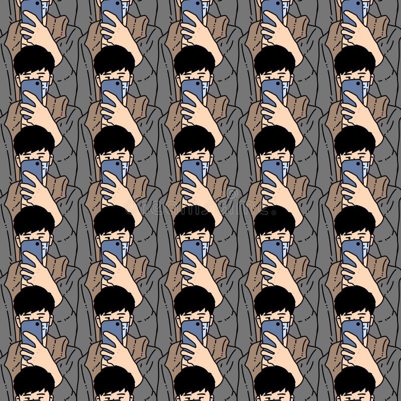 Seamless Pattern Background of Cute Man Cartoon Stock Illustration ...