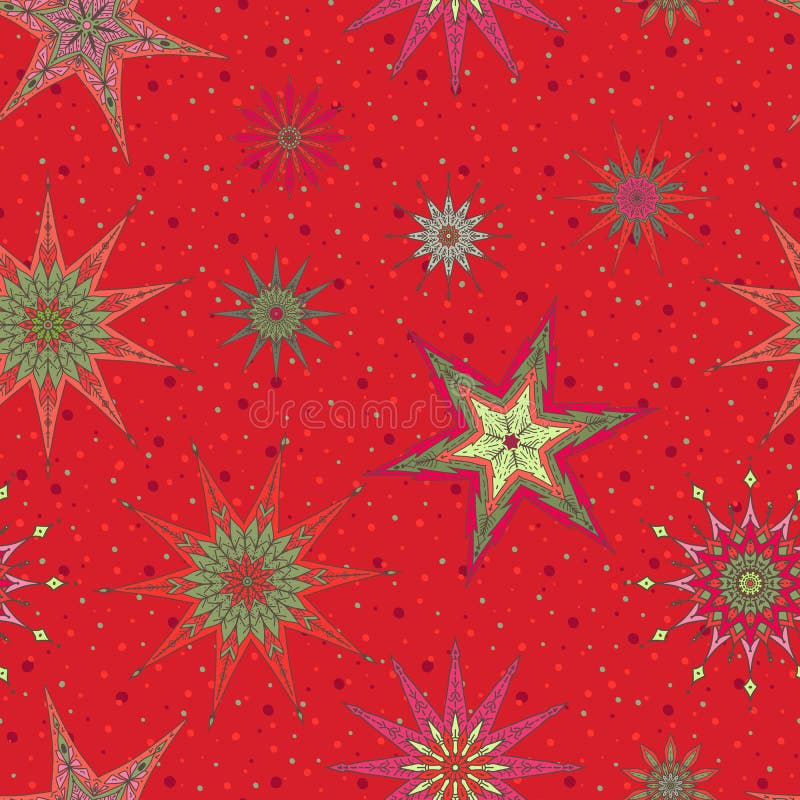 Seamless Pattern, Background with Decorative Stars. Stock Vector ...