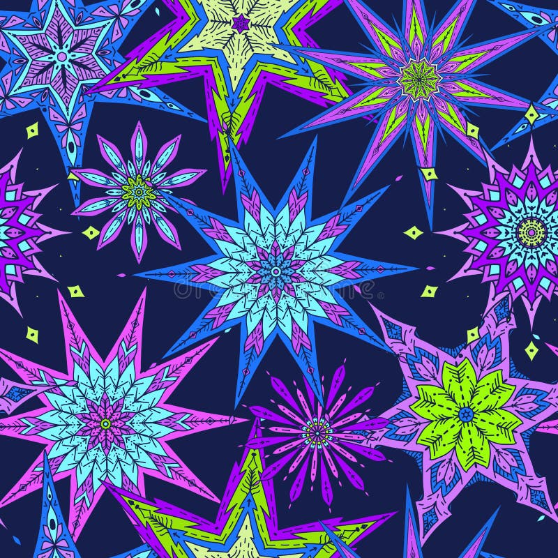 Seamless Pattern, Background with Decorative Stars. Stock Vector ...