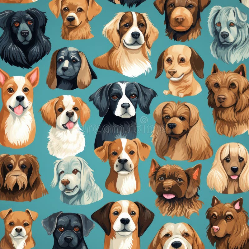 Seamless Pattern Background with Dogs Stock Illustration - Illustration ...