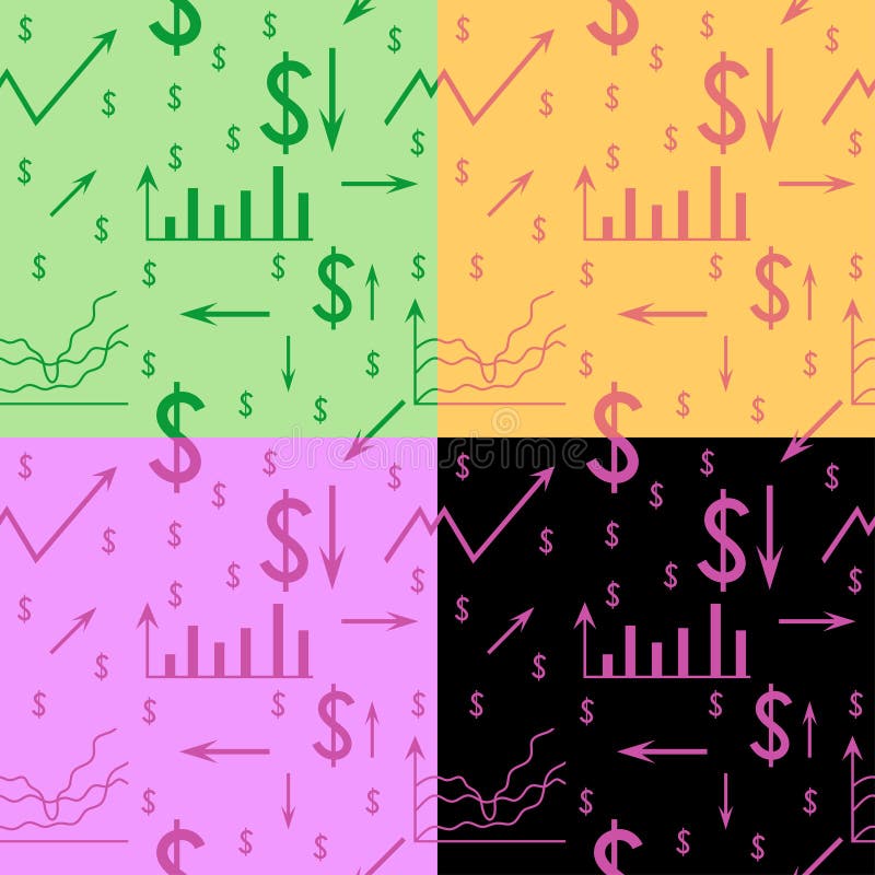 Background with Dollar, Schedule, Arrow, Chart, System of Coordinates ...