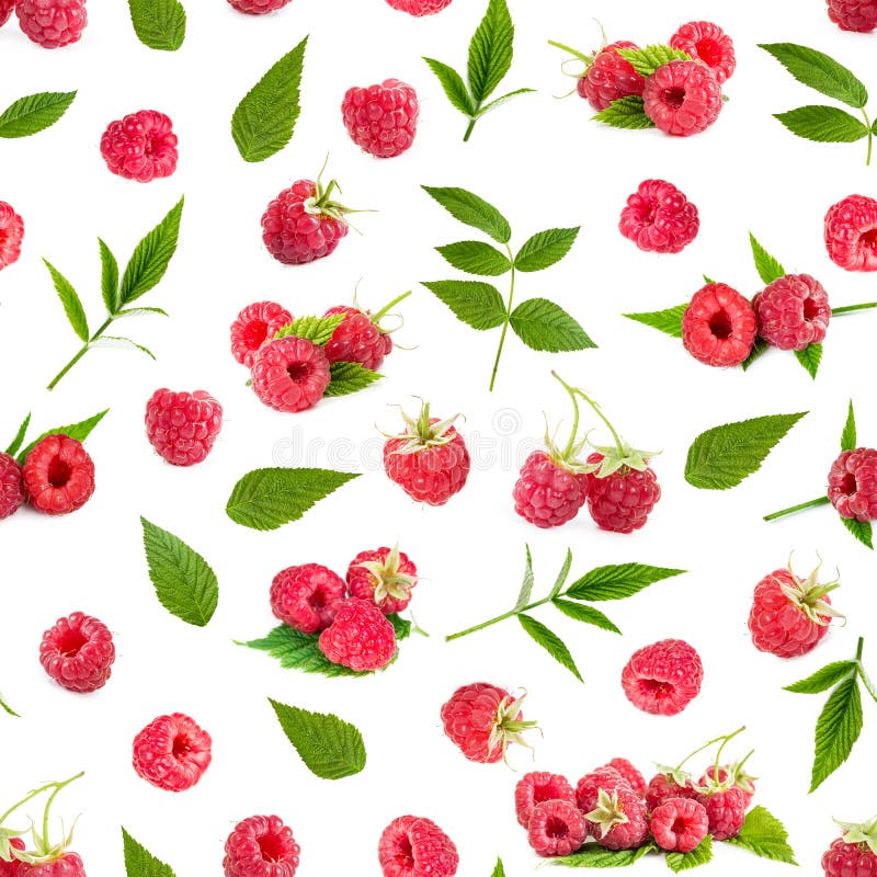 Seamless Pattern Background with Fresh Raspberry Stock Image - Image of ...