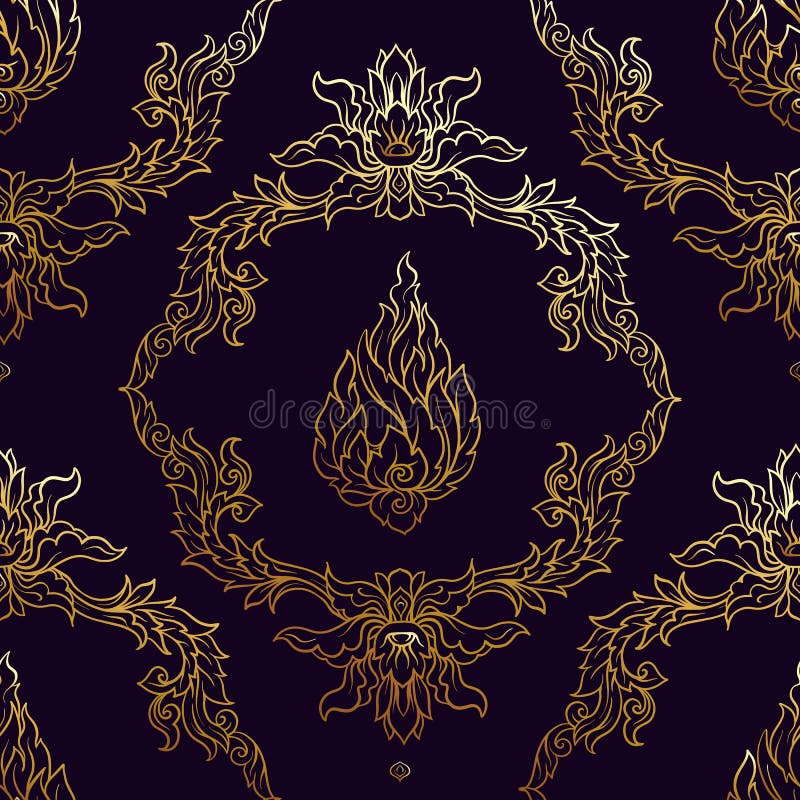 Seamless Pattern, Background of Gold Decorative Elements of Trad Stock ...