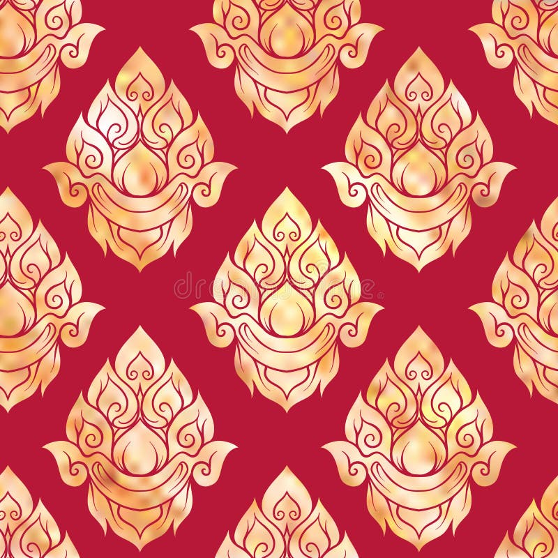 Seamless Pattern, Background of Gold Decorative Elements of Trad Stock ...