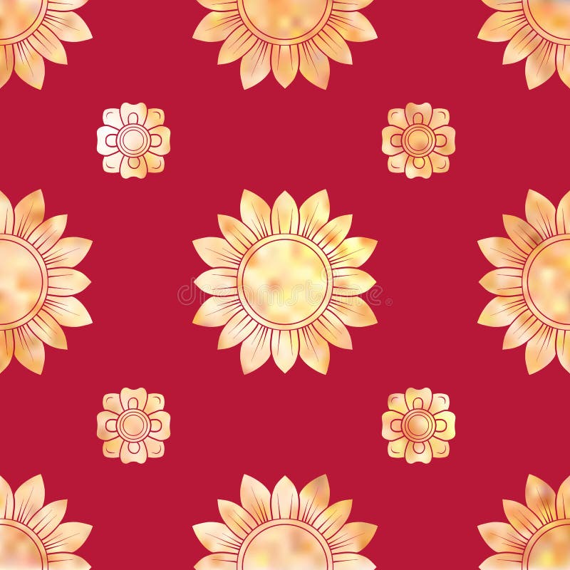 Seamless Pattern, Background of Gold Decorative Elements of Trad Stock ...