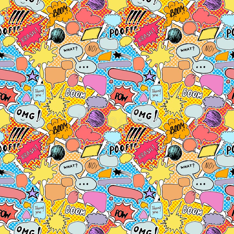 Seamless Pattern Background with Comic Book Speech Stock Vector ...