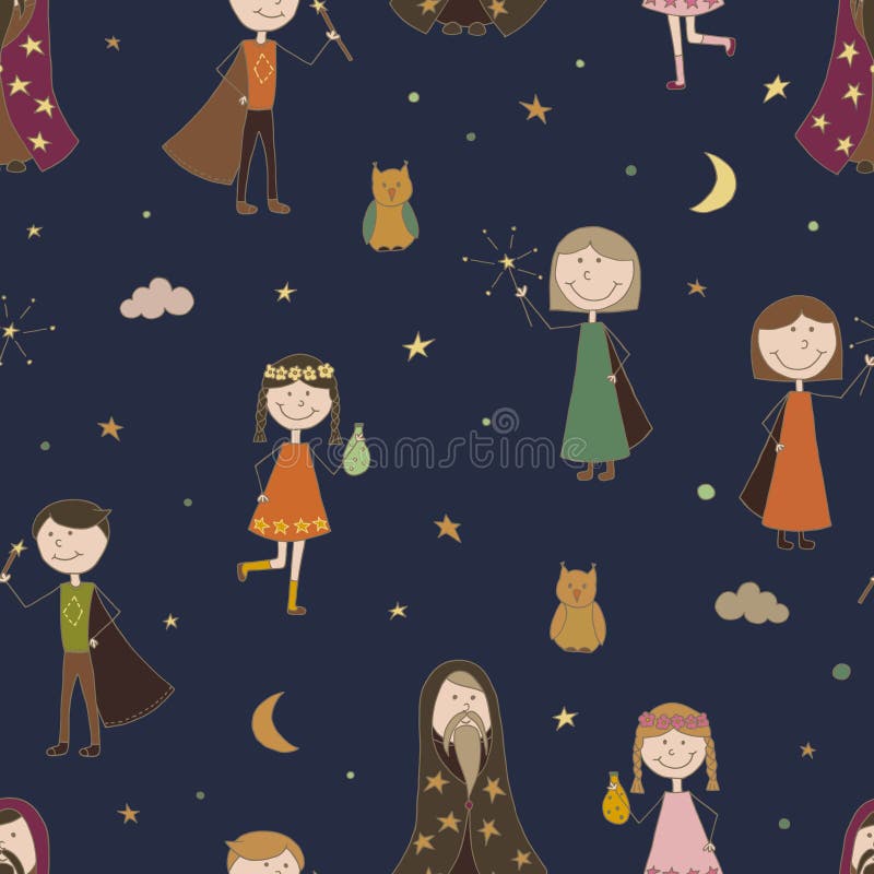Seamless Pattern Background Magic. Magician Vector. Stock Vector ...