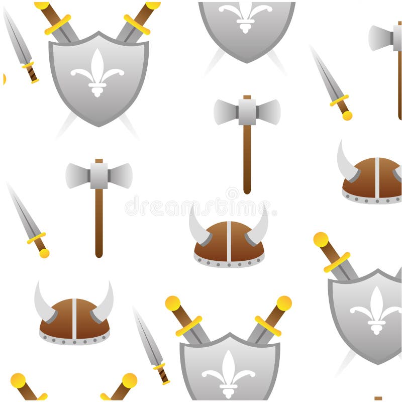 Seamless Pattern Background with Medieval Weapons Icon Vector Stock ...