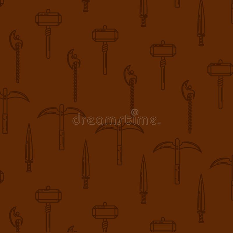 Seamless Pattern Background with Medieval Weapons Icon Vector Stock ...