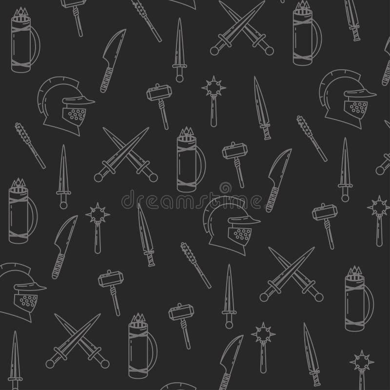 Seamless Pattern Background with Medieval Weapons Icon Vector Stock ...