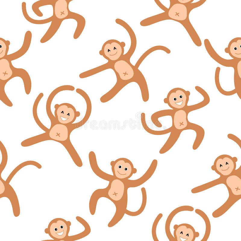 Seamless Pattern Background with Monkeys. Stock Vector - Illustration ...