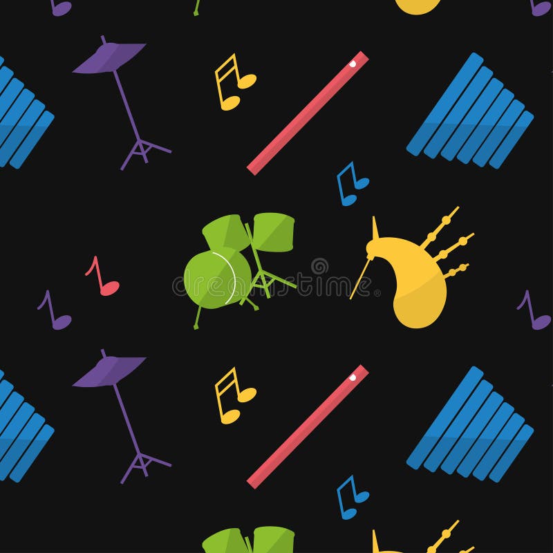 Seamless Pattern Background with Musical Instruments Vector Stock ...