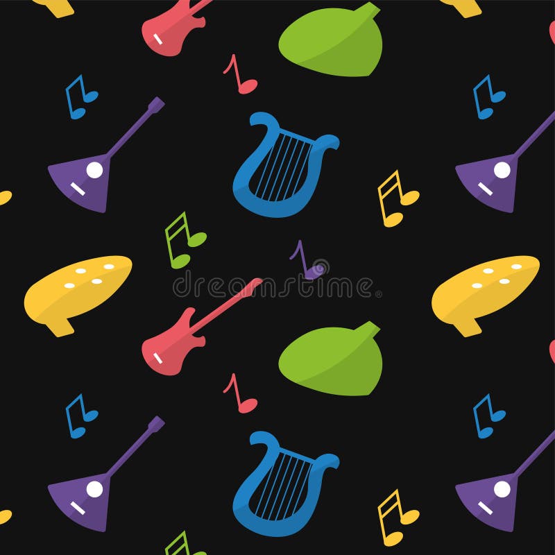 Seamless Pattern Background with Musical Instruments Vector Stock ...