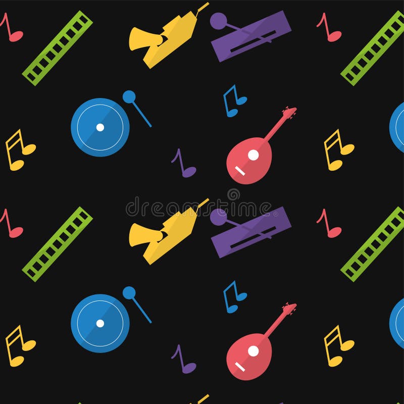 Seamless Pattern Background with Musical Instruments Vector Stock ...