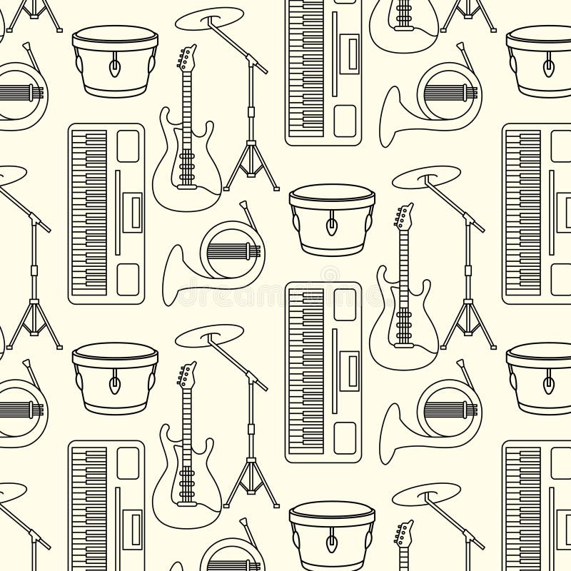 Seamless Pattern Background with Musical Instruments Vector Stock ...