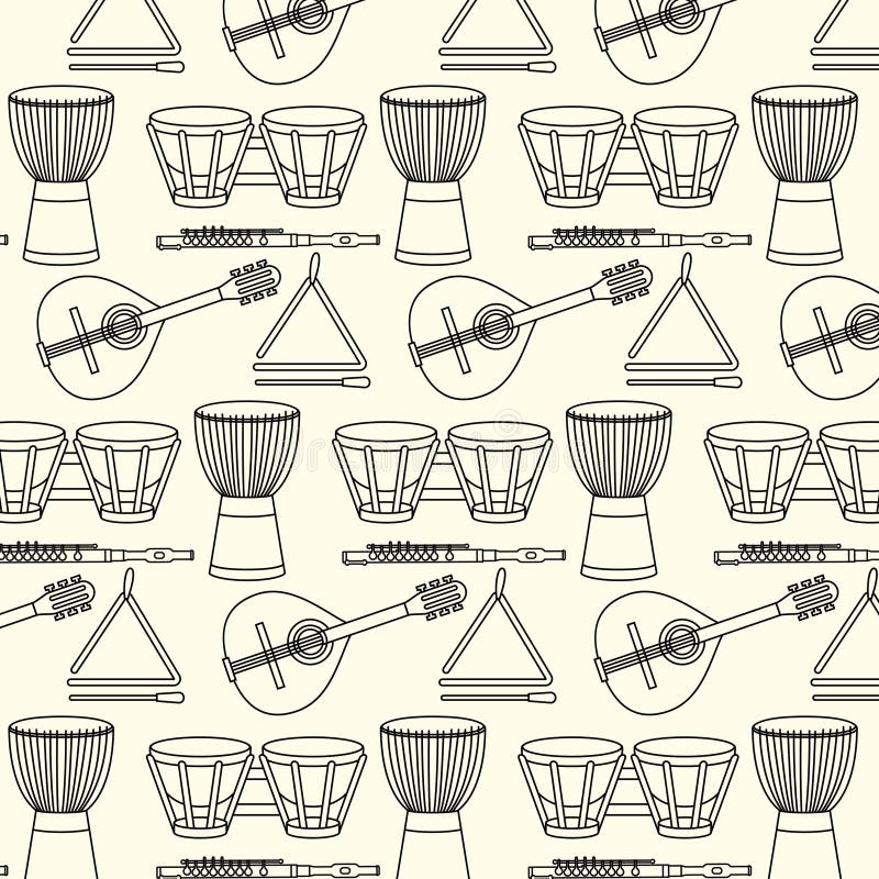Seamless Pattern Background with Musical Instruments Vector Stock ...