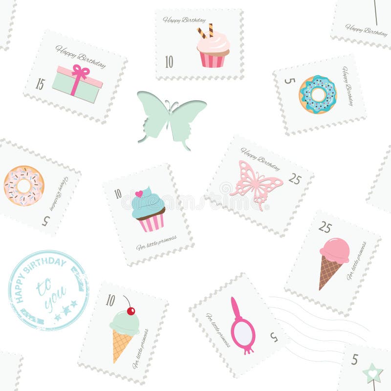 Seamless Pattern Background with Postage Stamps. Stock Vector ...