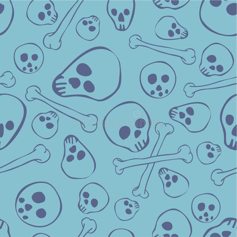 Seamless Pattern Background with Sculls and Bones Stock Vector ...