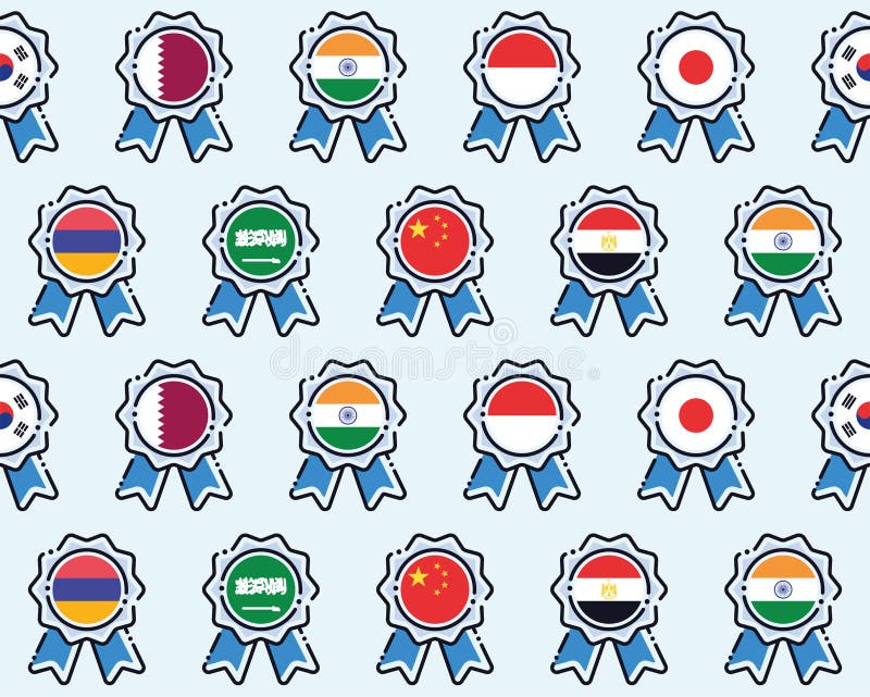 Seamless Pattern Background with Silk Medals with Different Flags ...