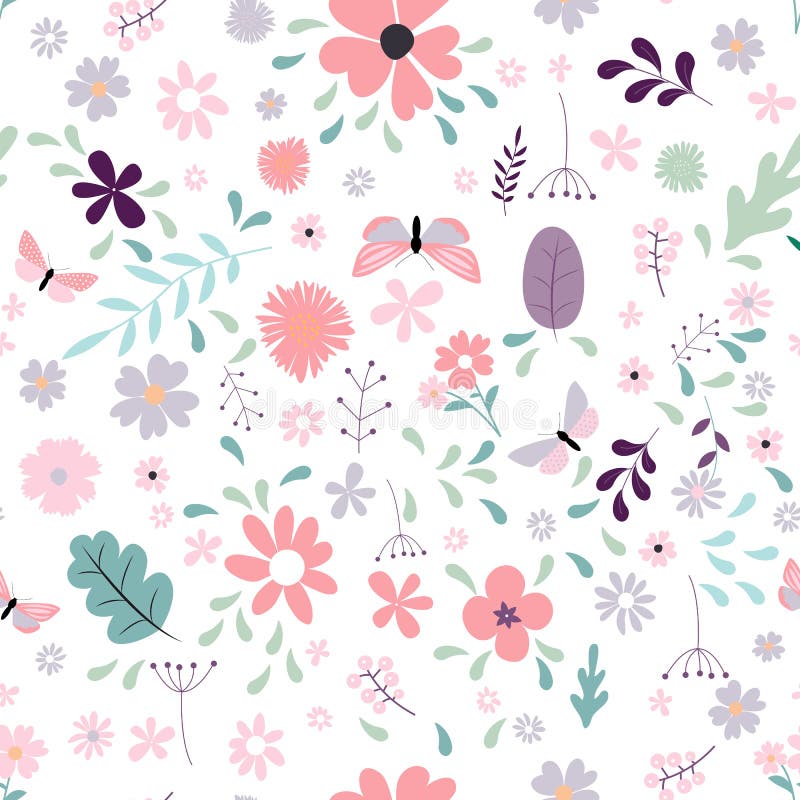 Seamless Pattern Background with Simple Flower Design Elements. Vector Illustration EPS10 Stock ...