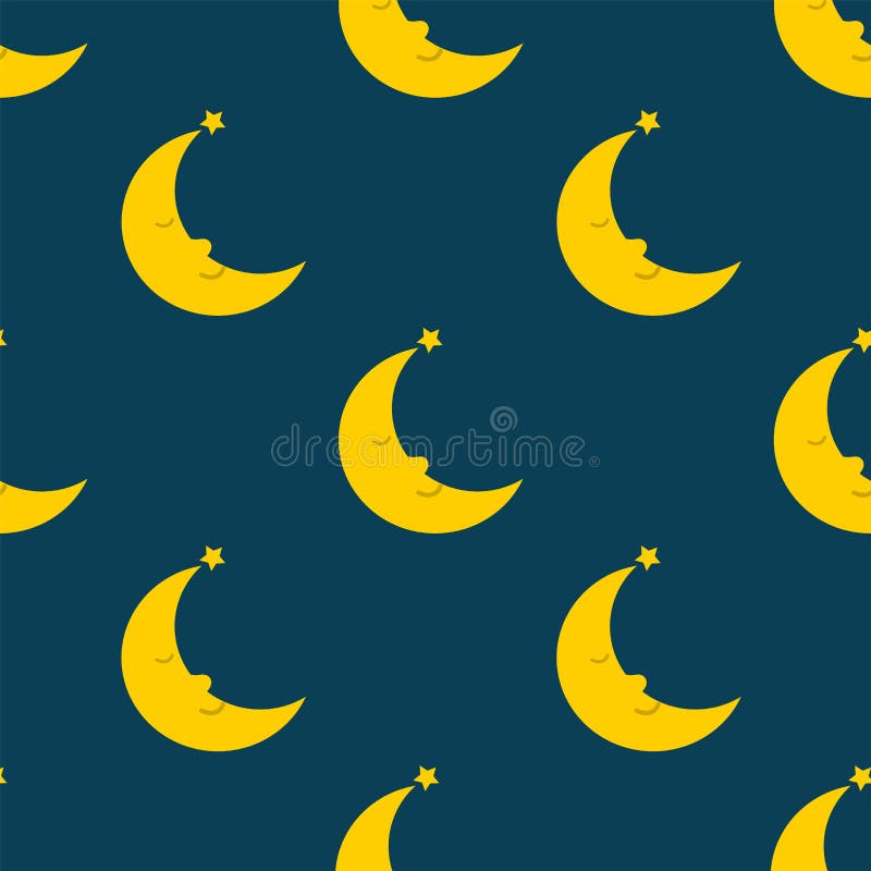 Sleeping Moon & Stars Background Stock Illustration - Illustration of ...