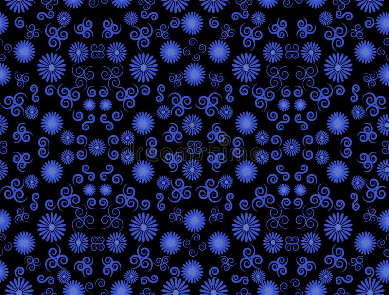 Seamless Pattern Background with Striking Bright Blue Daises and ...