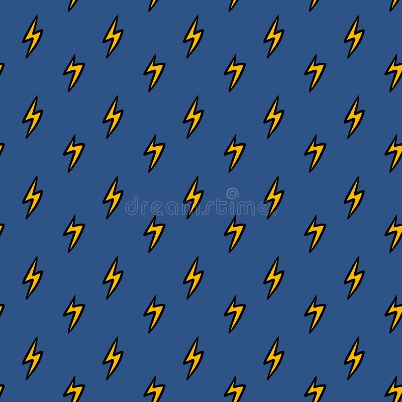 Seamless Pattern Background of Thunderbolt on Blue Color Stock ...