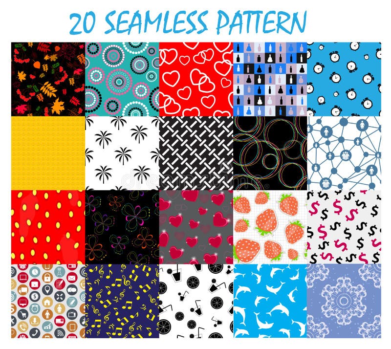 Seamless Pattern Background Vector Set Stock Vector - Illustration of ...