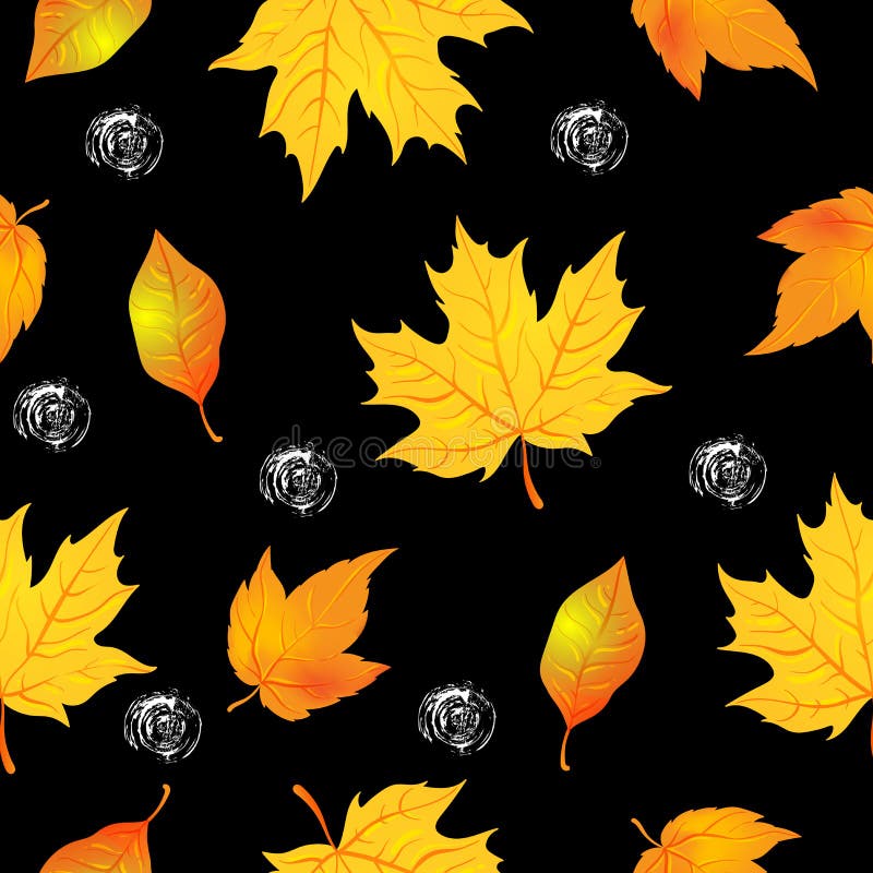 Seamless Pattern Background with Yellow Leaves, Vector EPS 10 Stock ...