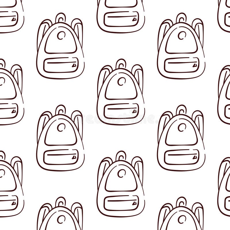 Seamless Pattern with Backpack in Doodle Style. Back To School Sketch ...