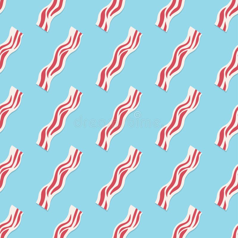 Seamless Pattern with Bacon Strips on Blue Background Stock Vector ...