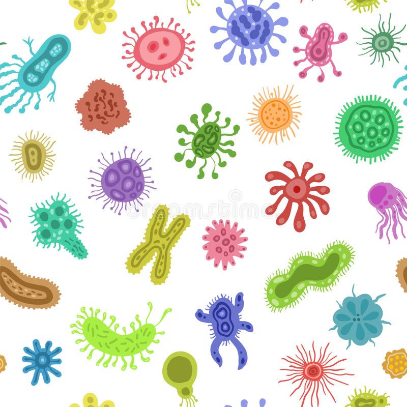 Seamless Pattern with Bacteria in the Gut Microbiome Stock Image ...