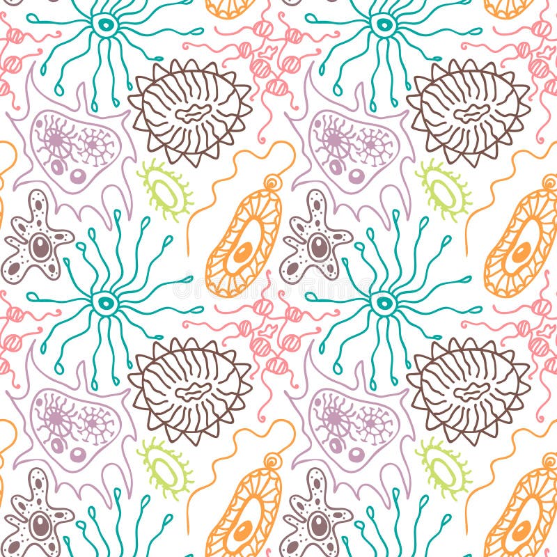 Seamless Pattern with Bacteria Stock Vector - Illustration of bacillus ...