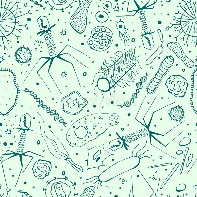 Microbiology Seamless Pattern Stock Vector - Illustration of backdrop ...
