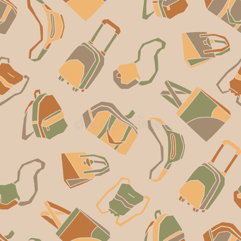 Seamless Pattern of Bags Flat Style Vector Illustration Stock Vector ...