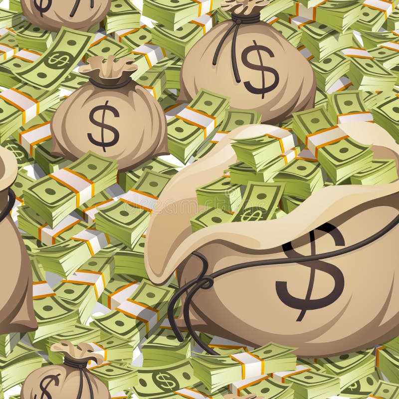 Bags of Money. Packing in Bundles of Bank Notes. Isolated on White ...