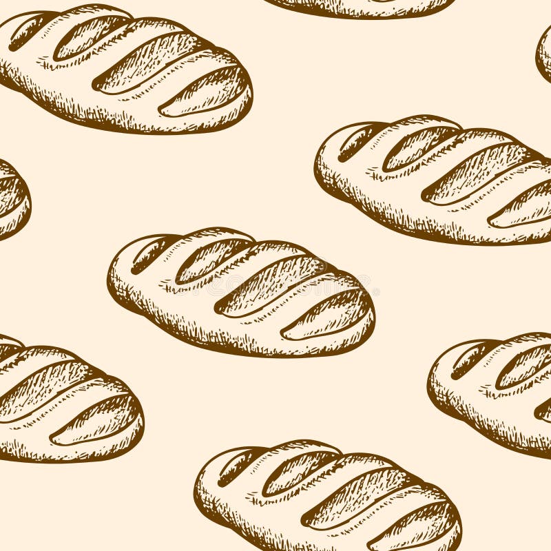 Seamless Pattern with Baguette Stock Vector - Illustration of wallpaper ...