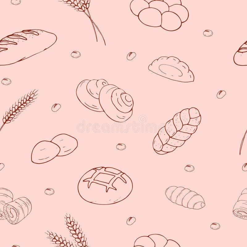 Seamless Pattern of ? Bakery Stock Vector - Illustration of breakfast ...